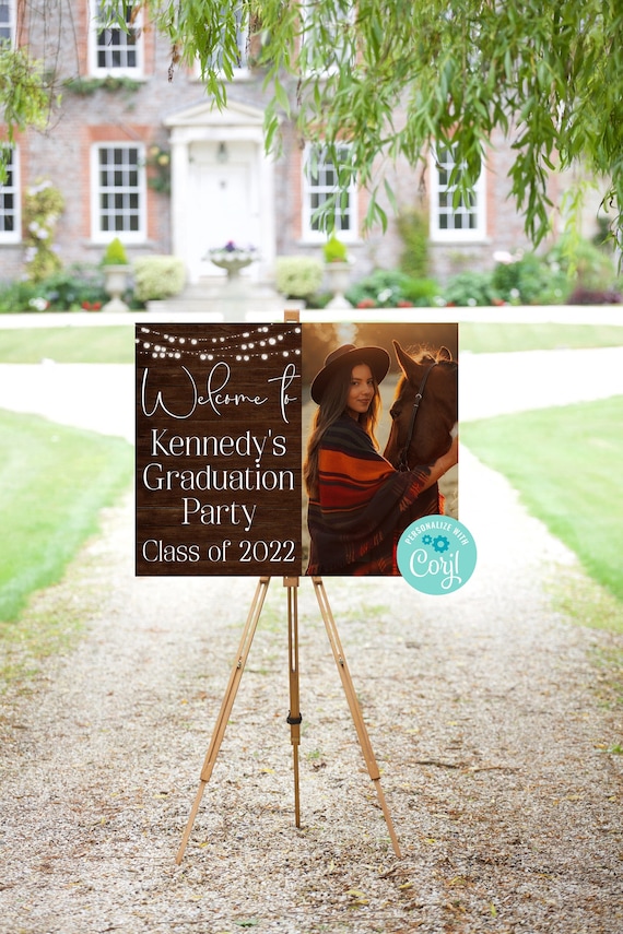 Rustic Graduation 11x14 Photo Welcome Sign Template, Grad Party Sign ...