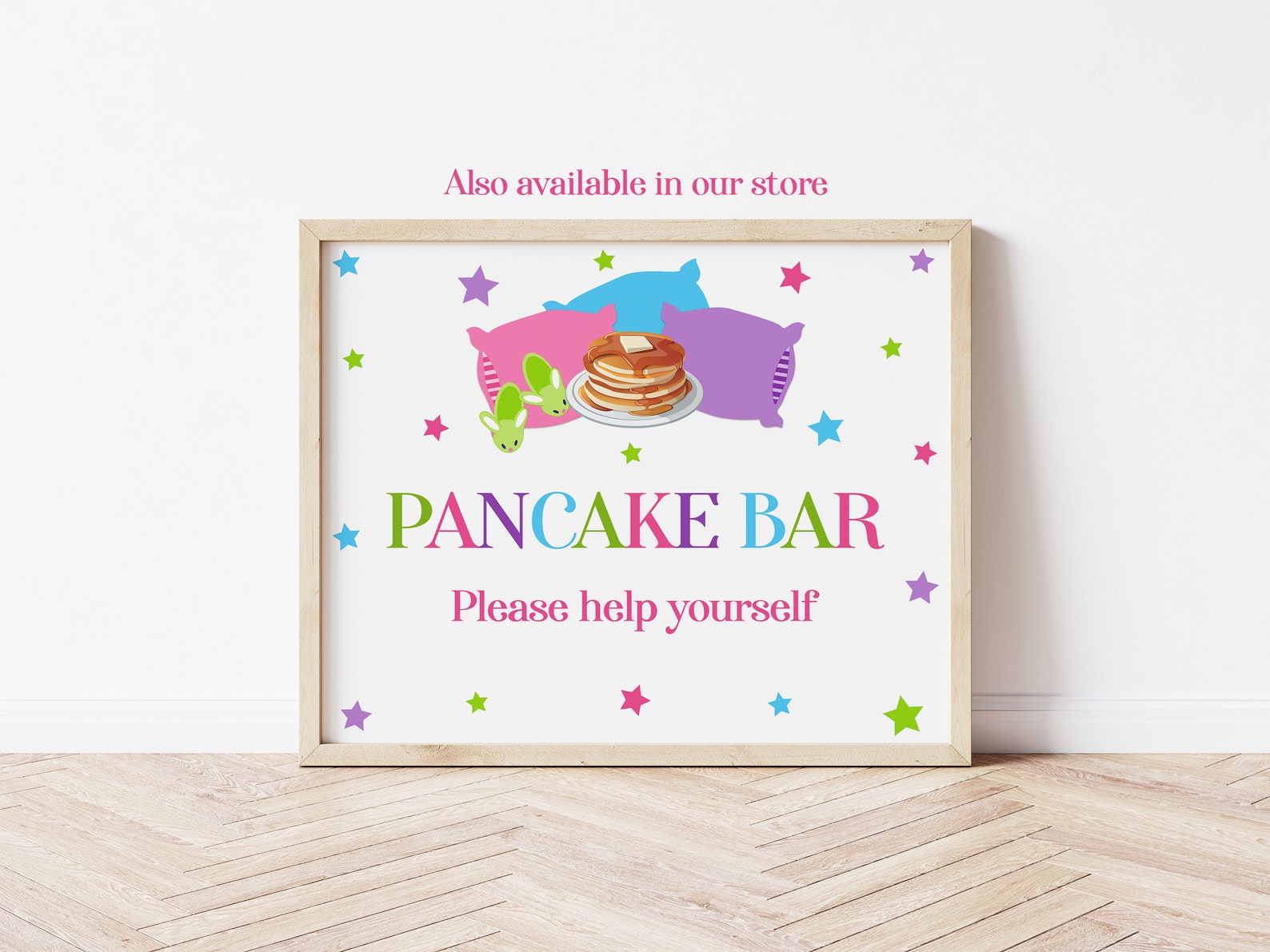 Editable Pancake Bar Sign Template, Pancakes and Pajamas Birthday Party ...
