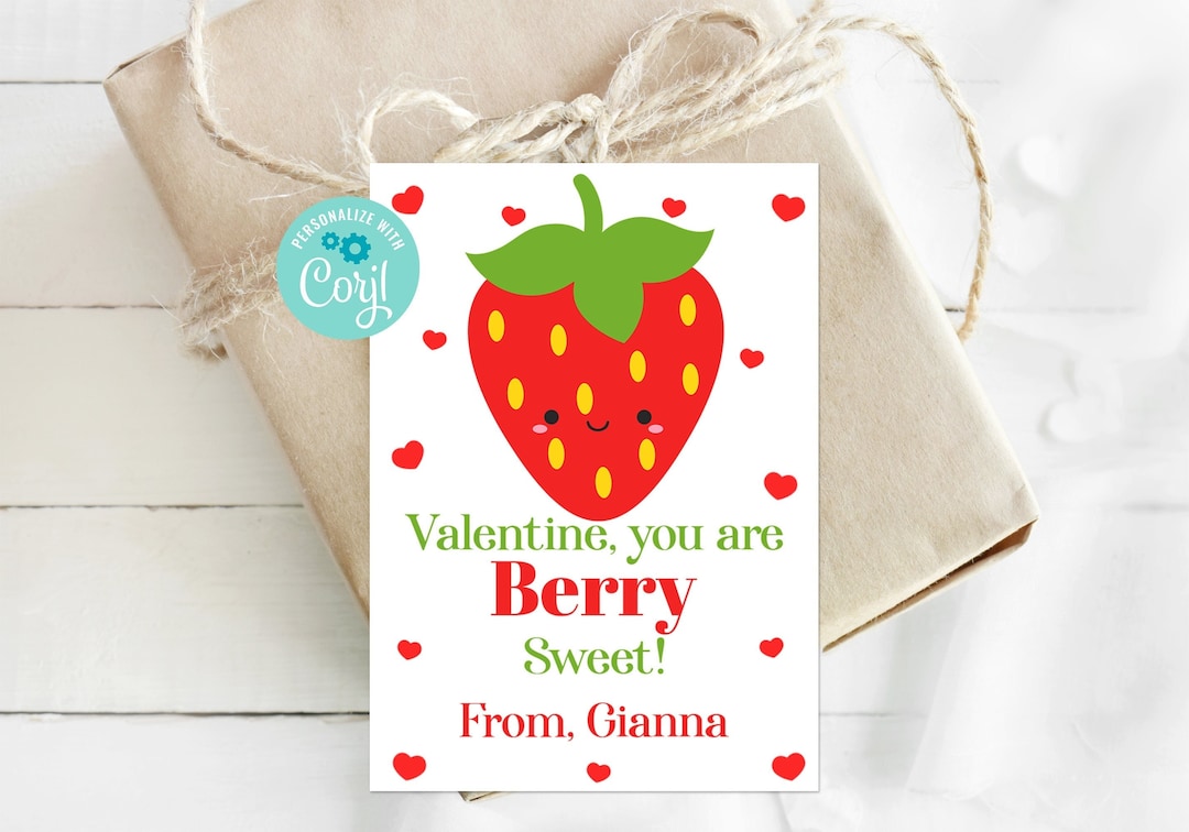 Editable Valentine You Are Berry Special Strawberry Valentine - Etsy