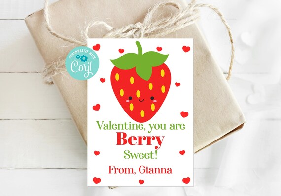 Editable Valentine You Are Berry Special, Strawberry Valentine Tag For ...