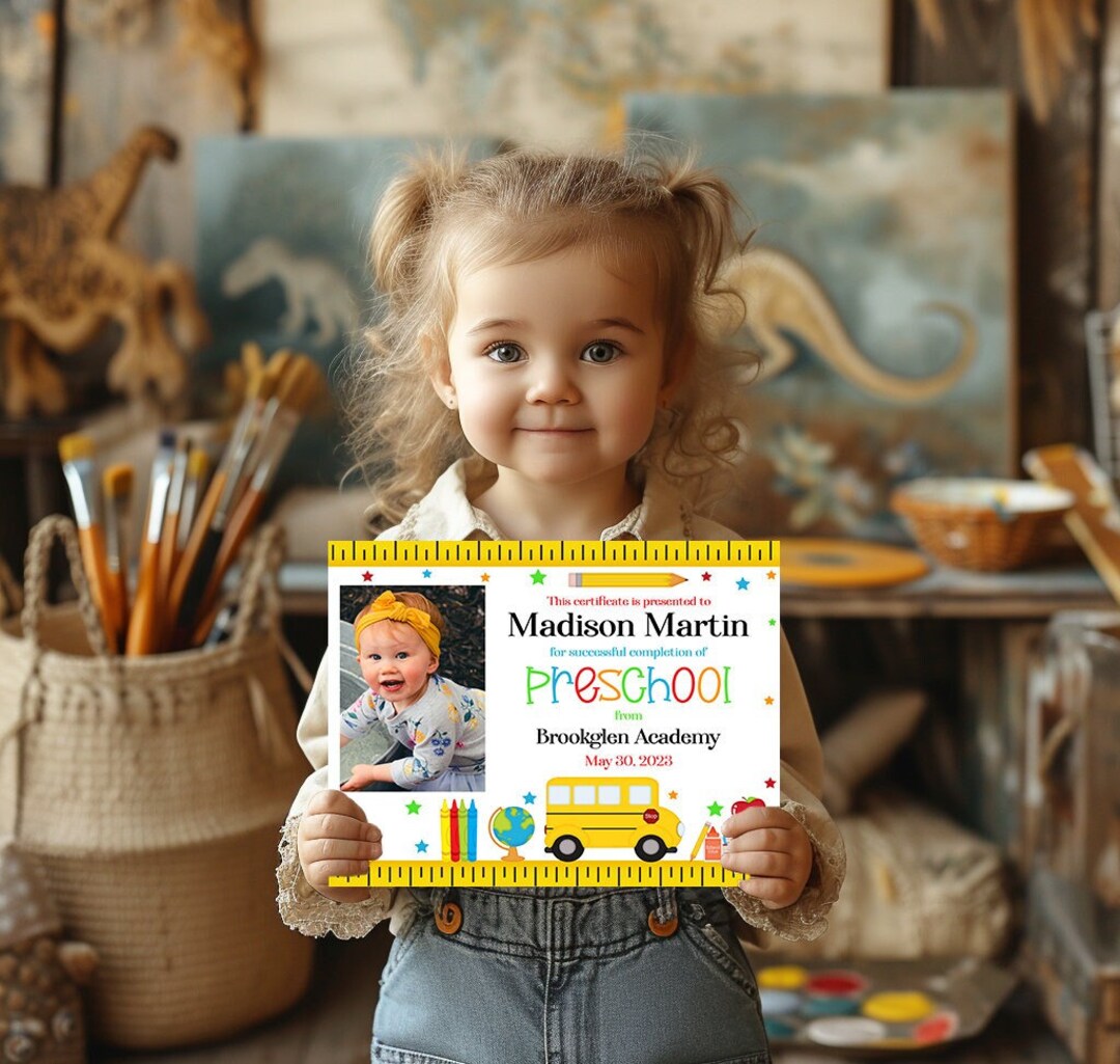 Editable Preschool Certificate, Printable Diploma, Pre-k Graduation ...