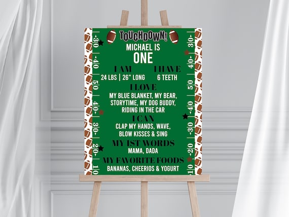 Editable Football Birthday Milestone Sign Template, 16x20 Printable ...