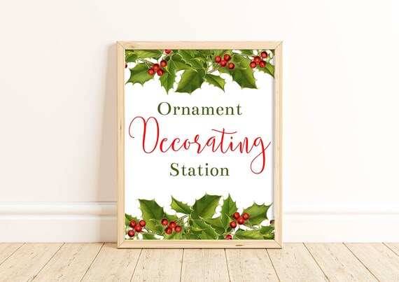 Ornament Decorating Station Sign, Christmas Party Decorations, Holiday ...