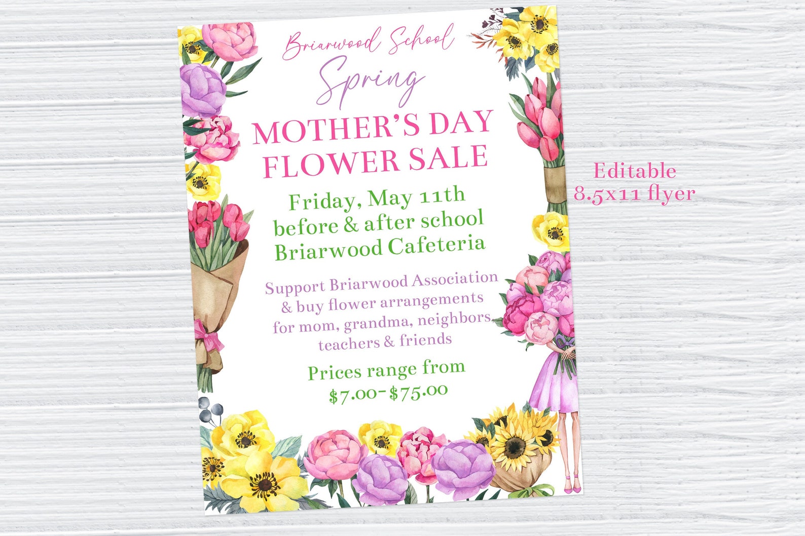 Editable Flower Sale Flyer Template Printable Flower - Etsy