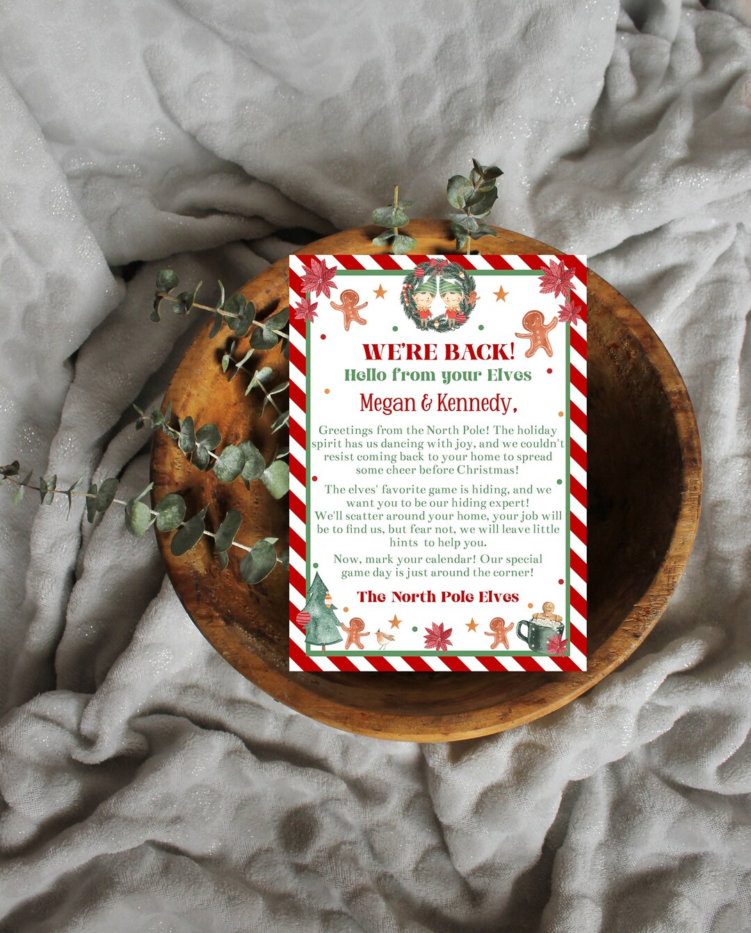 Editable We're Back Twin Elves Letter Template, Printable Boy Elves ...