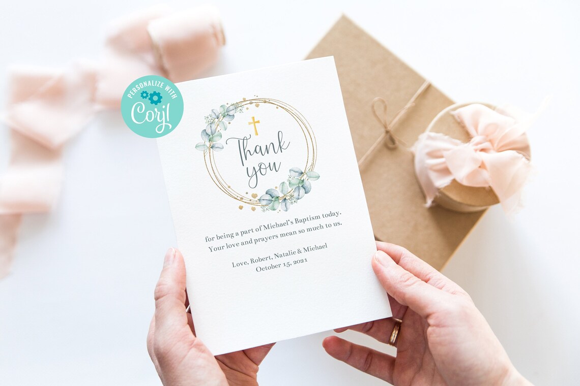 Editable Baptism Thank You Card Baptism Thank You Note - Etsy
