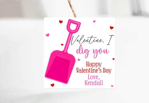 Printable Pink and Red I Dig You Tag For Valentine's Day Gifts, School ...