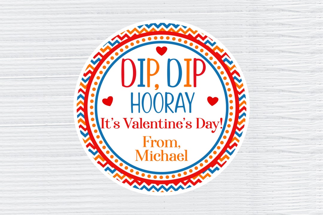 Dip Dip Hooray It's Valentine's Day Tag for Kids Valentines for School ...