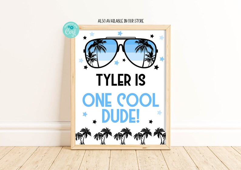 One Cool Dude Welcome Sign Template 1st Birthday Party - Etsy