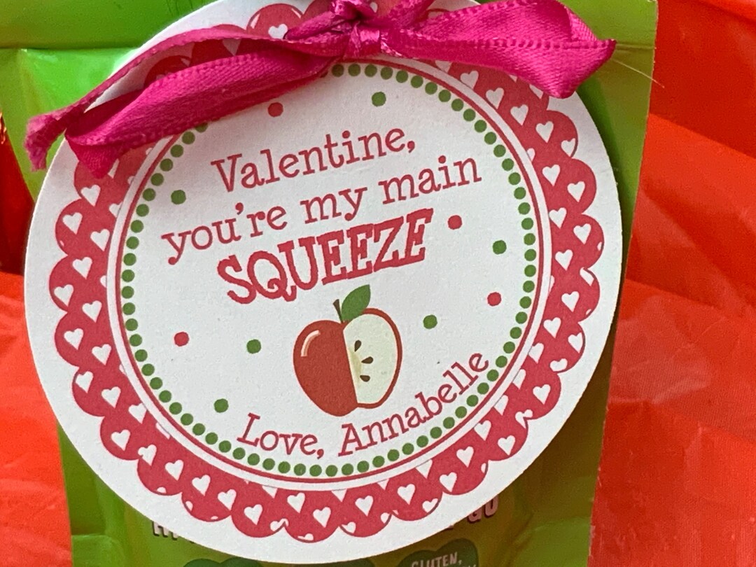 Valentine's Day, Main Squeeze Tag, Applesauce Valentine, Applesauce Tag ...