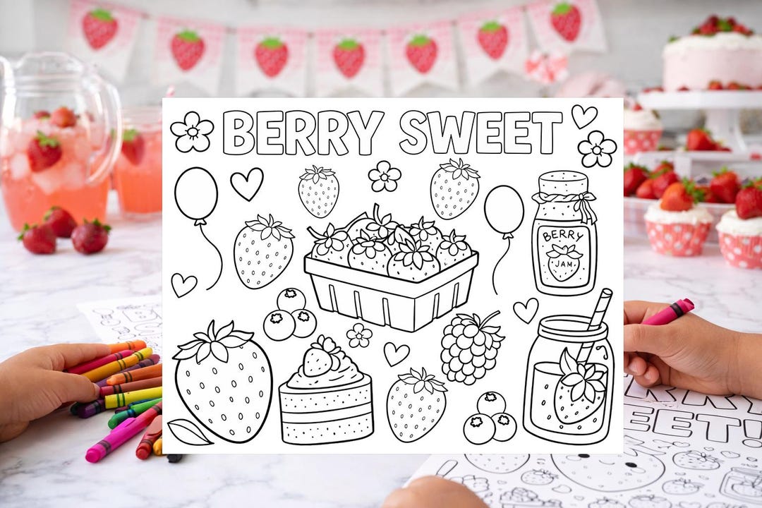 Berry Sweet Coloring Page, Berry Birthday Party Activity, Instant ...