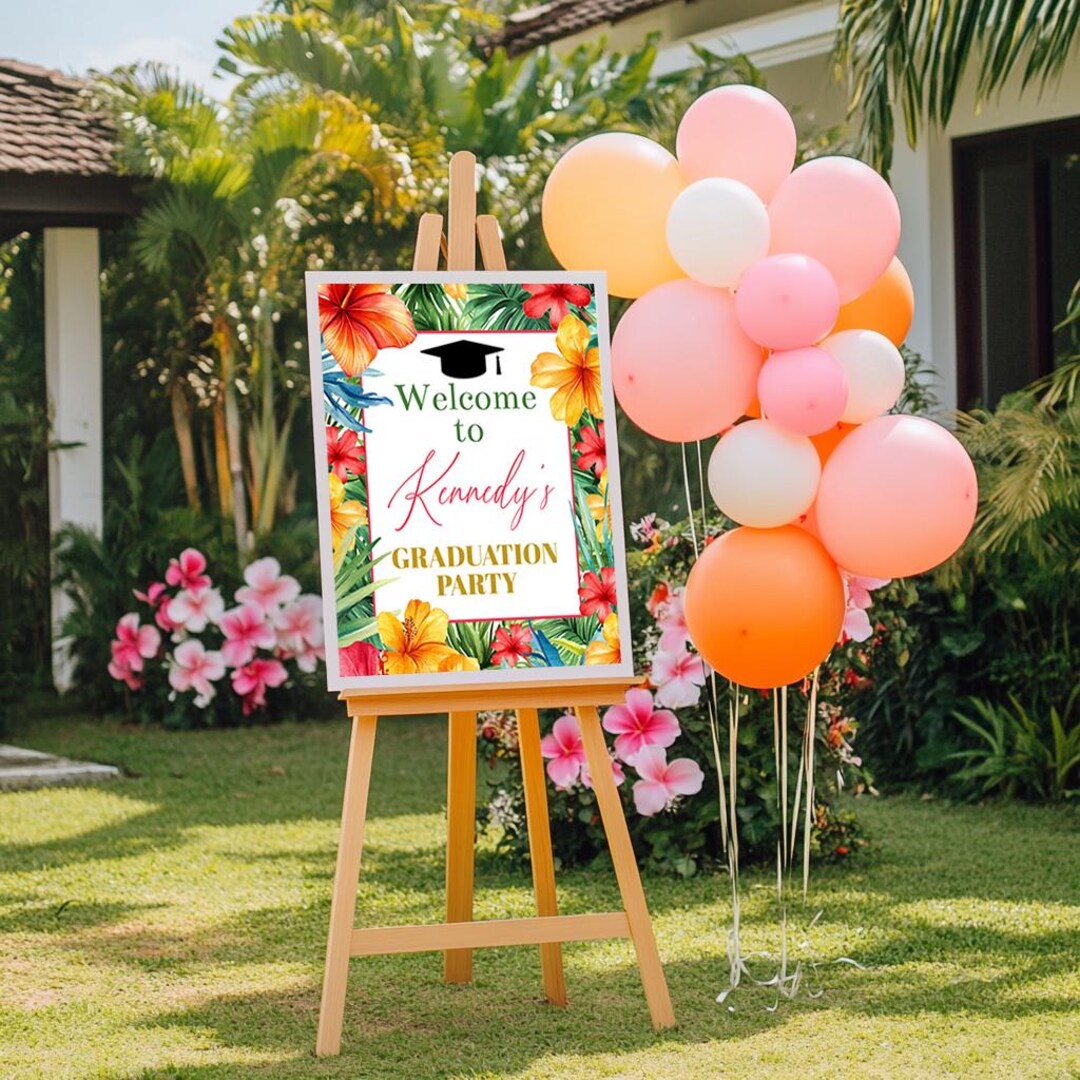 Editable Graduation Welcome Sign 16x20 Template Printable Tropical ...