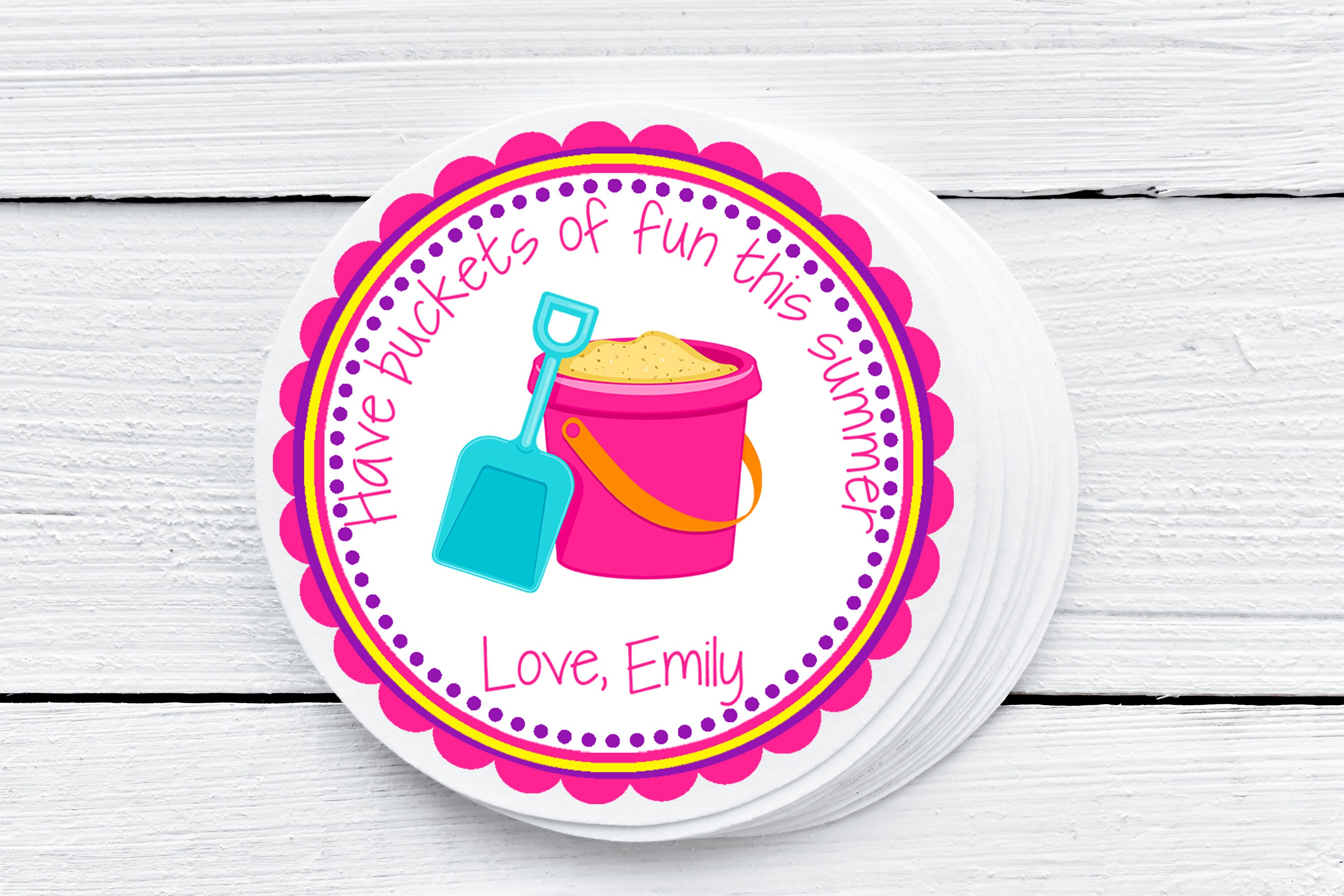 Buckets of Fun, Summer Tag, School Tag, End of School Favor Tag, Bucket ...