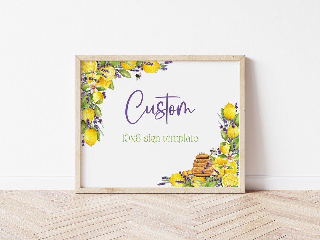 Lemon and Lavender Custom Sign Template, Editable Bridal Shower Baby ...