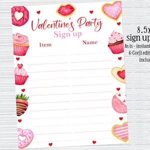 Valentine's Day Party Sign up Sheet Template Office Valentine's Party ...