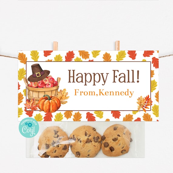 Editable Fall Bag Topper Template, Fall Treats Bag Topper, Happy Fall ...