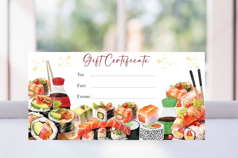 Editable Sushi Gift Certificate Template, Sushi Dinner Coupon Voucher ...