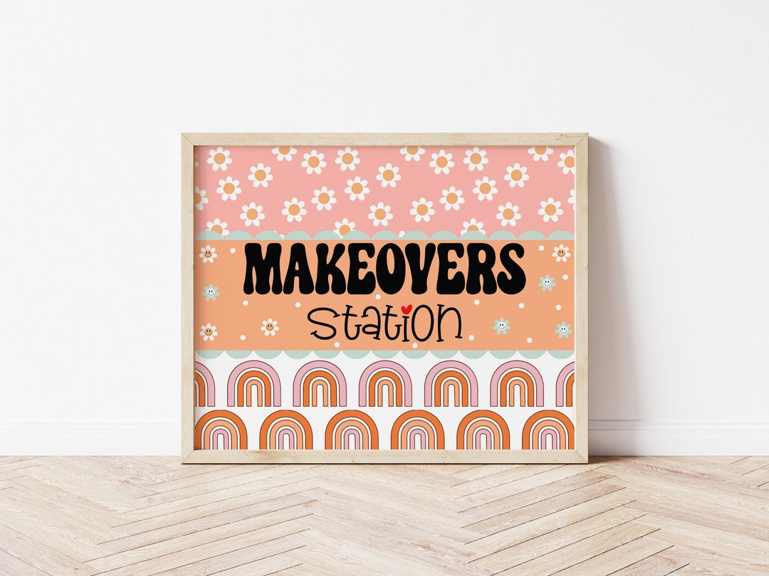 Retro Makeovers Station Sign Printable Makeovers Sign Spa - Etsy