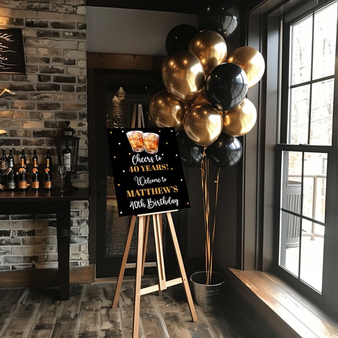 Editable Whiskey Welcome Sign Template Printable Mens 40TH Birthday ...