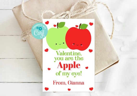 Editable You Are The Apple Of My Eye Valentine Tag, Fruit Valentines ...