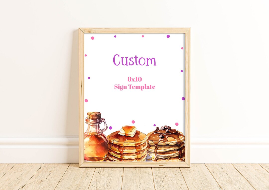 Editable Pancakes and Pajamas Custom Sign Template Girls PJ Slumber ...