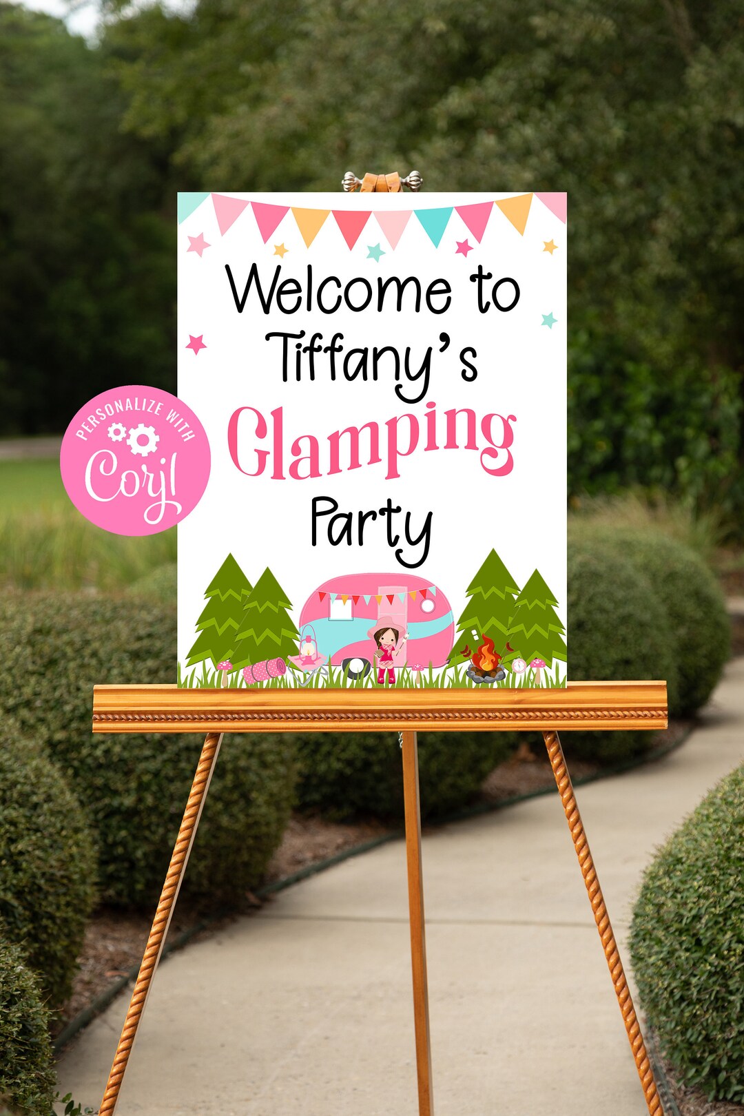 Editable Glamping Welcome Sign, Camping Party, Glamping Party, Camping ...