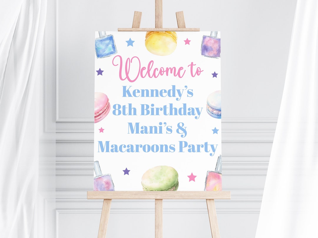 Printable Mani's and Macaroons Welcome Sign Template Nail Party ...