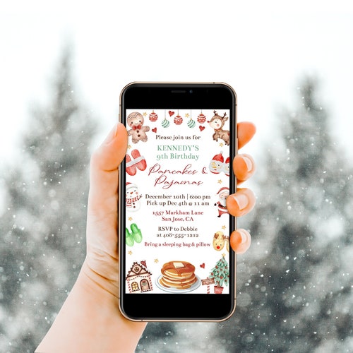 Pancakes And Pajamas Invitation Christmas Breakfast Party Etsy