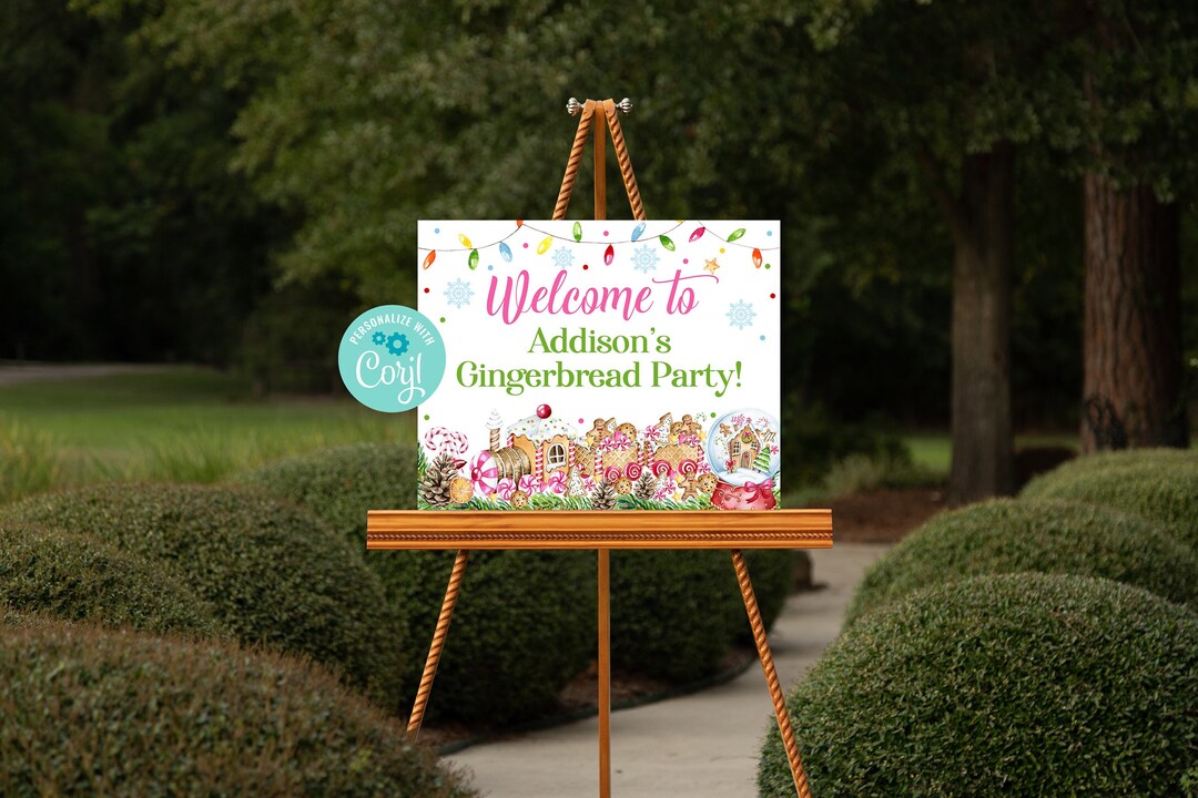 Editable Gingerbread Party Welcome Sign Door Sign Christmas - Etsy