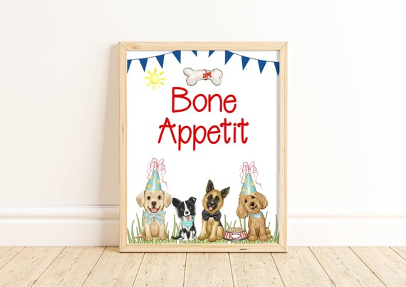 Bone Appetit, Puppy Party, Food Sign, Puppy Decorations, Dog Party, Dog ...