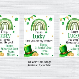 Editable St Patrick's Day Tags for School Classroom and Teacher ...