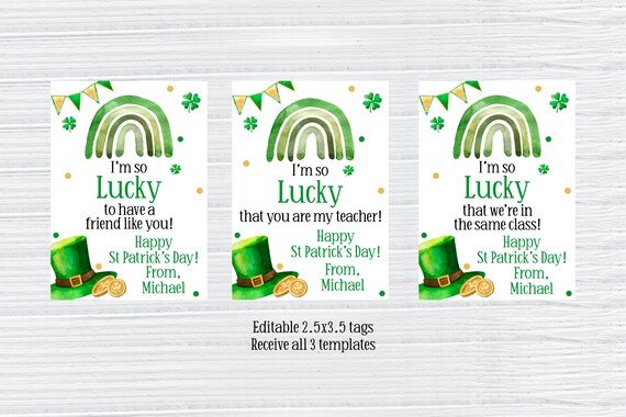 Editable St Patrick's Day Tags For School Classroom and Teacher ...