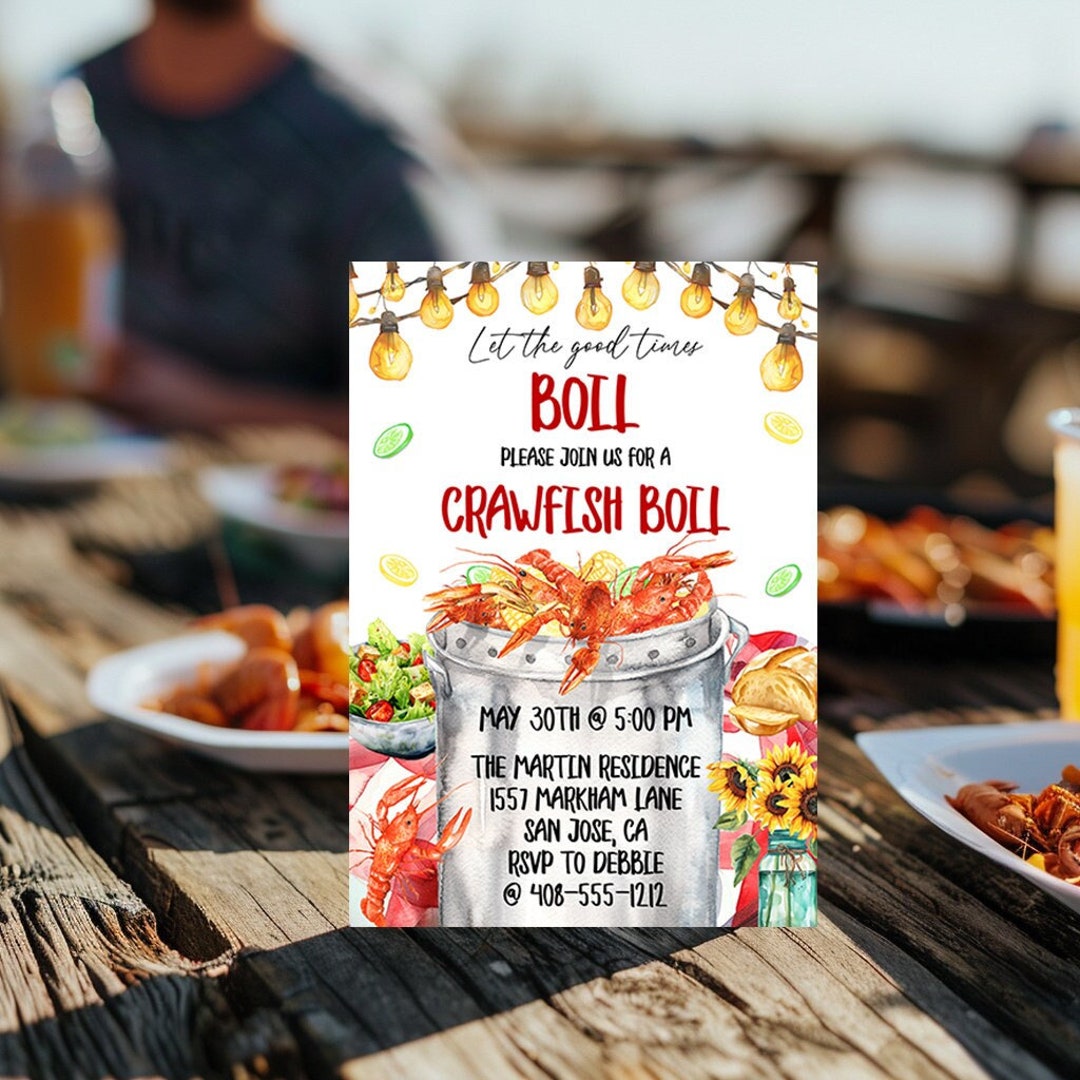 Editable Crawfish Boil Invitation Template, Let the Good Times Boil ...