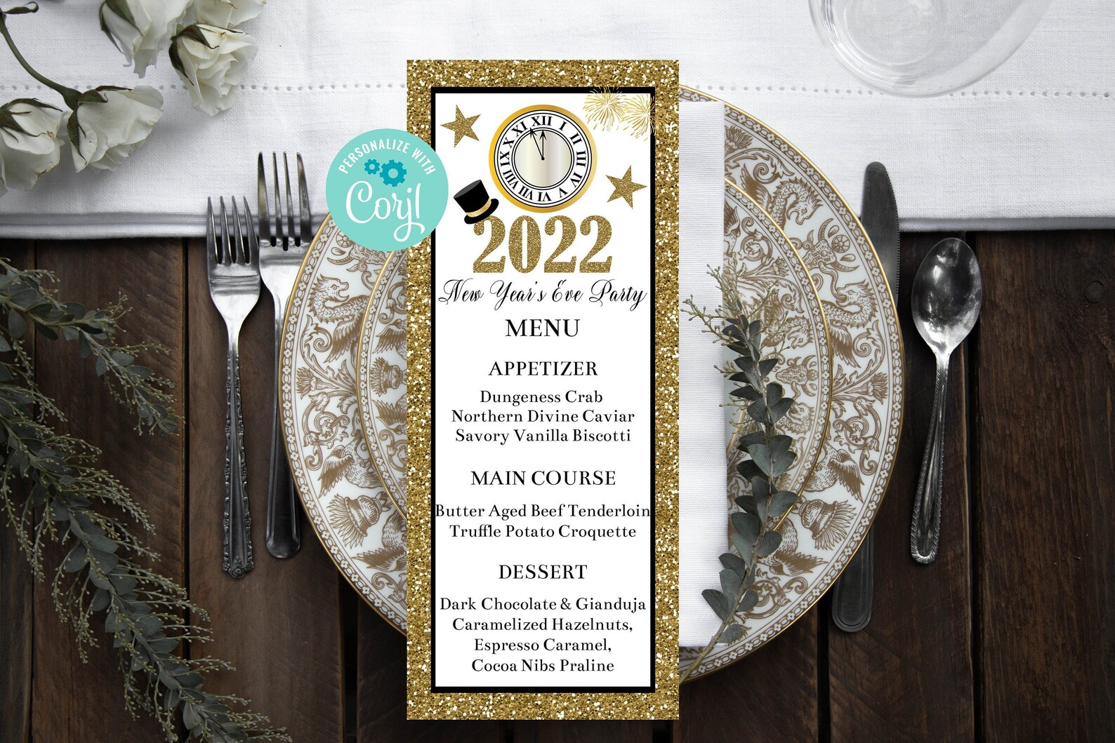 Editable New Year's Eve Dinner Menu New Years Eve 2022 - Etsy