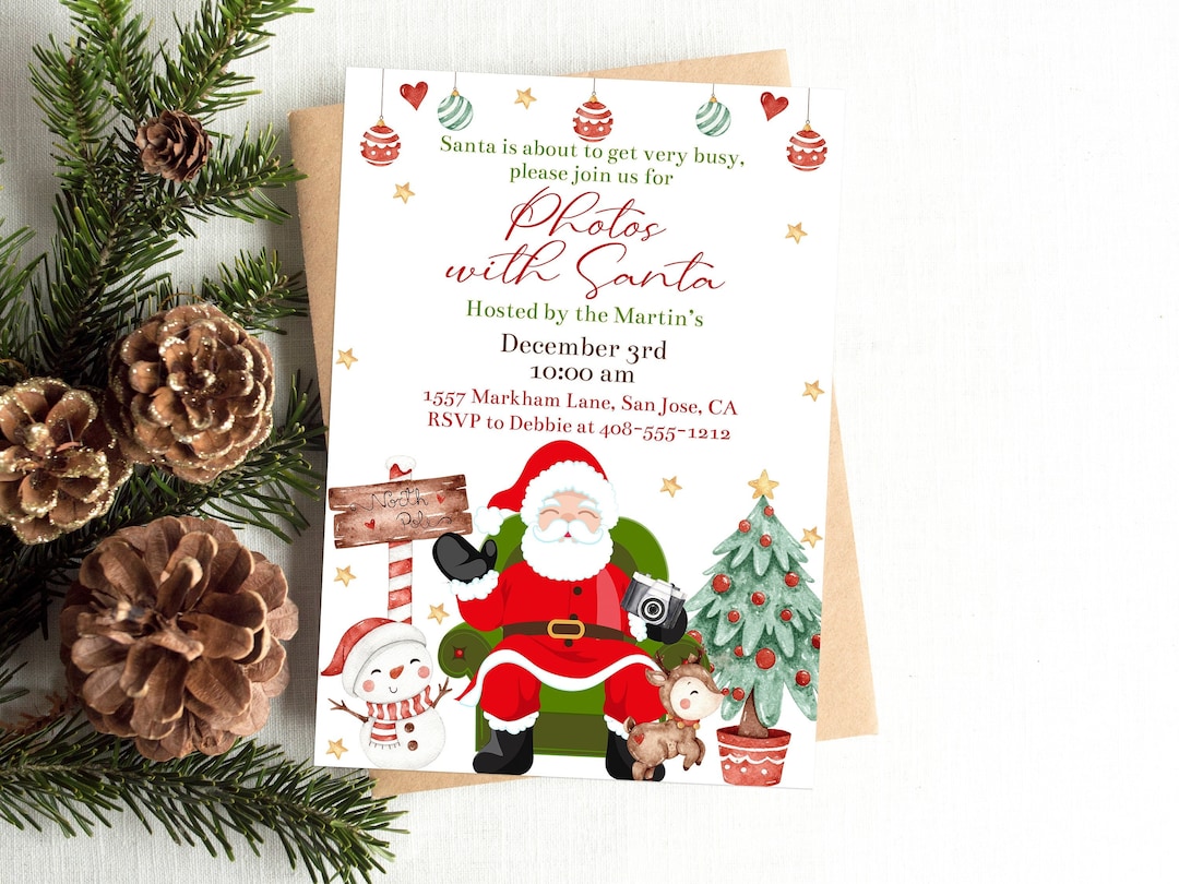 Editable Photos With Santa Invitation Template, Printable Take a Photo ...