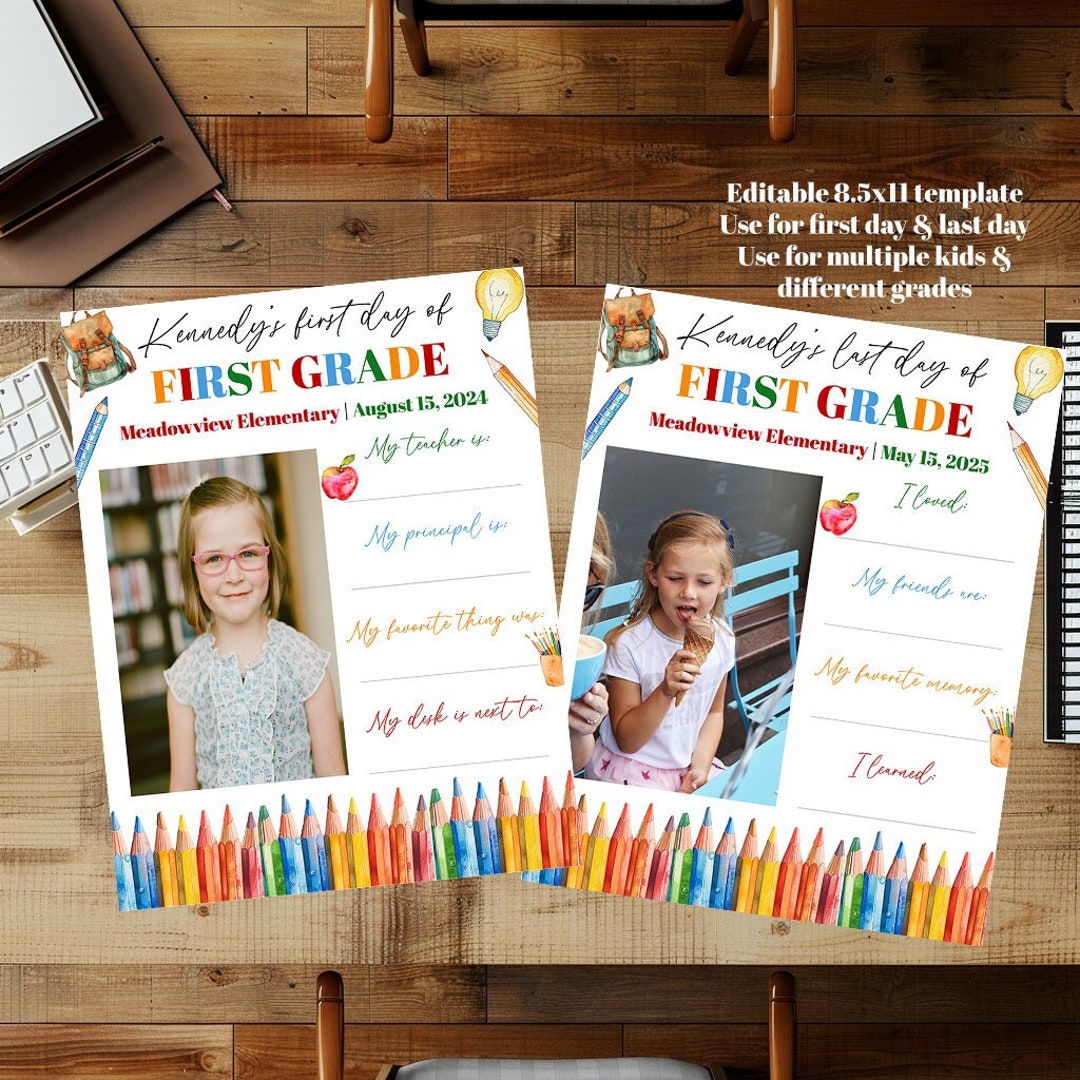 Editable First Day and Last Day 8.5x11 Scrapbook Page Printable School ...