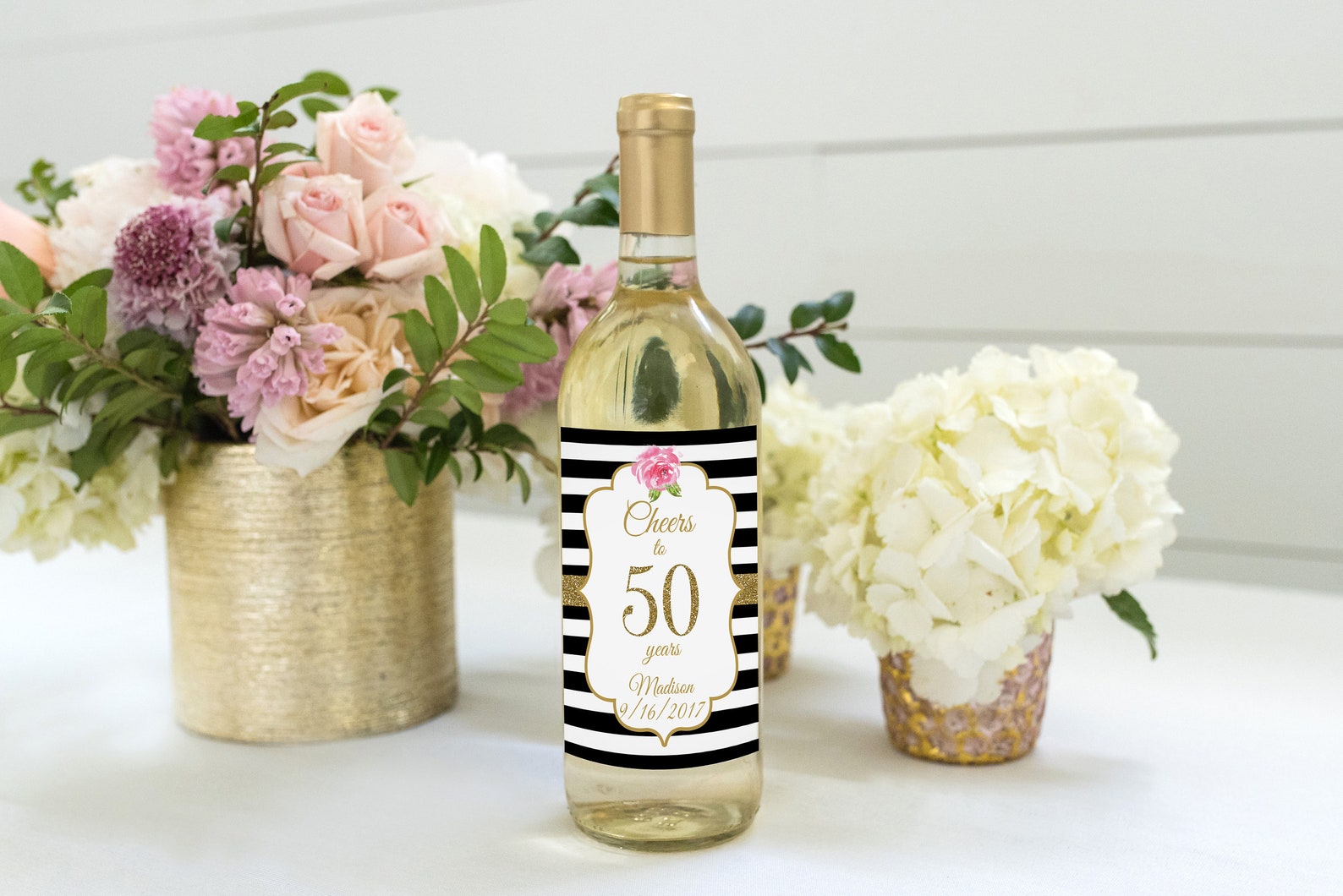 50th Birthday Wine Label Cheers to 50 Years Wine Label | Etsy