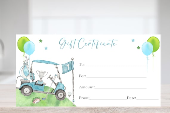 Printable Blue and Green Golf Gift Certificate Voucher Template ...
