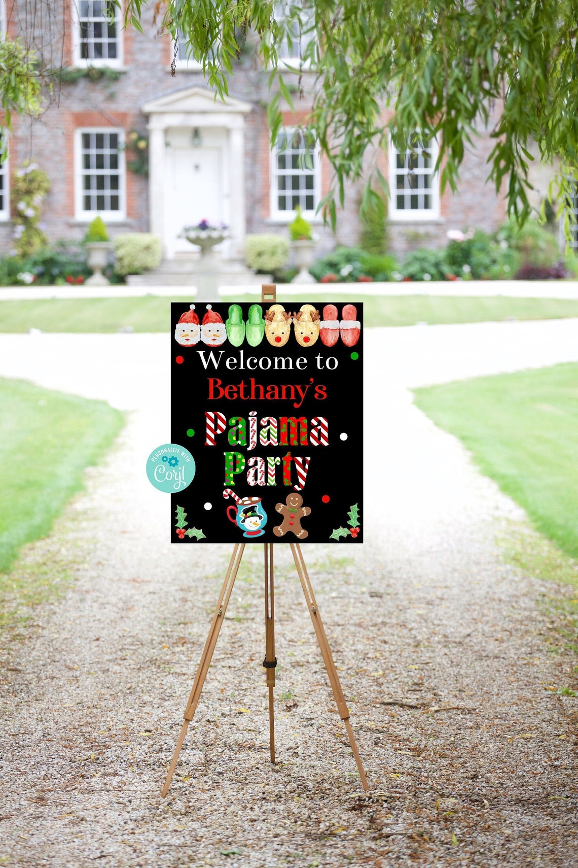 Editable Holiday Pajama Party Welcome Sign Christmas Eve | Etsy