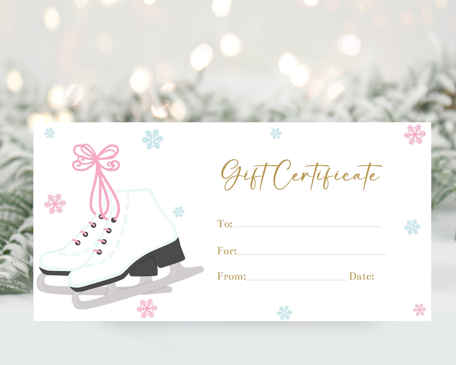 Printable Ice Skating Gift Certificate Voucher Template - Etsy