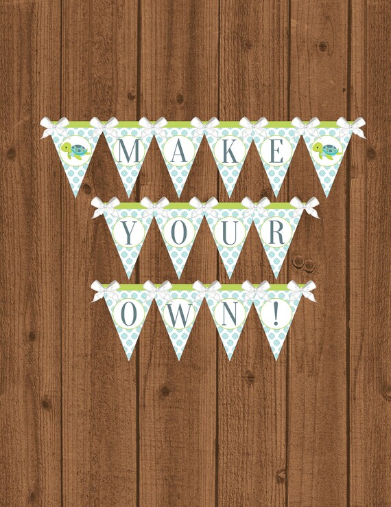 Turtle Banner, Turtle Birthday, Turtle Party, Turtle Baby Shower, Sea ...