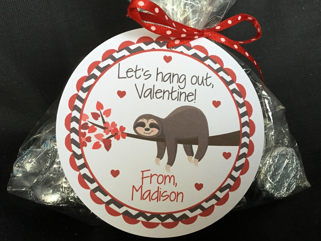 Sloth Valentine Let's Hang Out Valentine Kids - Etsy