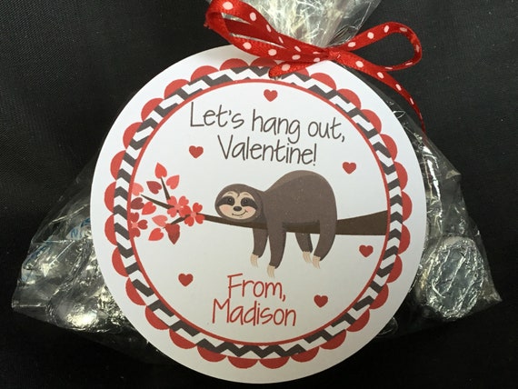 Sloth Valentine Let's Hang Out Valentine Kids | Etsy