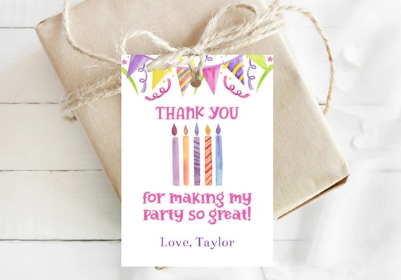 Editable 5th Birthday Favor Tag, Printable Five Year Old Birthday Party ...