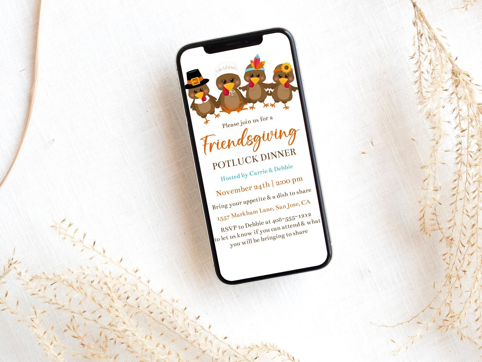 Editable Friendsgiving Dinner Evite Friendsgiving Potluck - Etsy