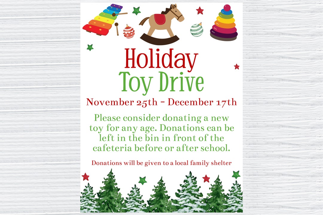 Editable Holiday Toy Drive Flyer Template, Christmas Toy Donation ...