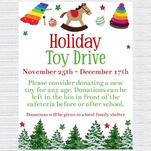 Editable Holiday Toy Drive Flyer Template, Christmas Toy Donation ...