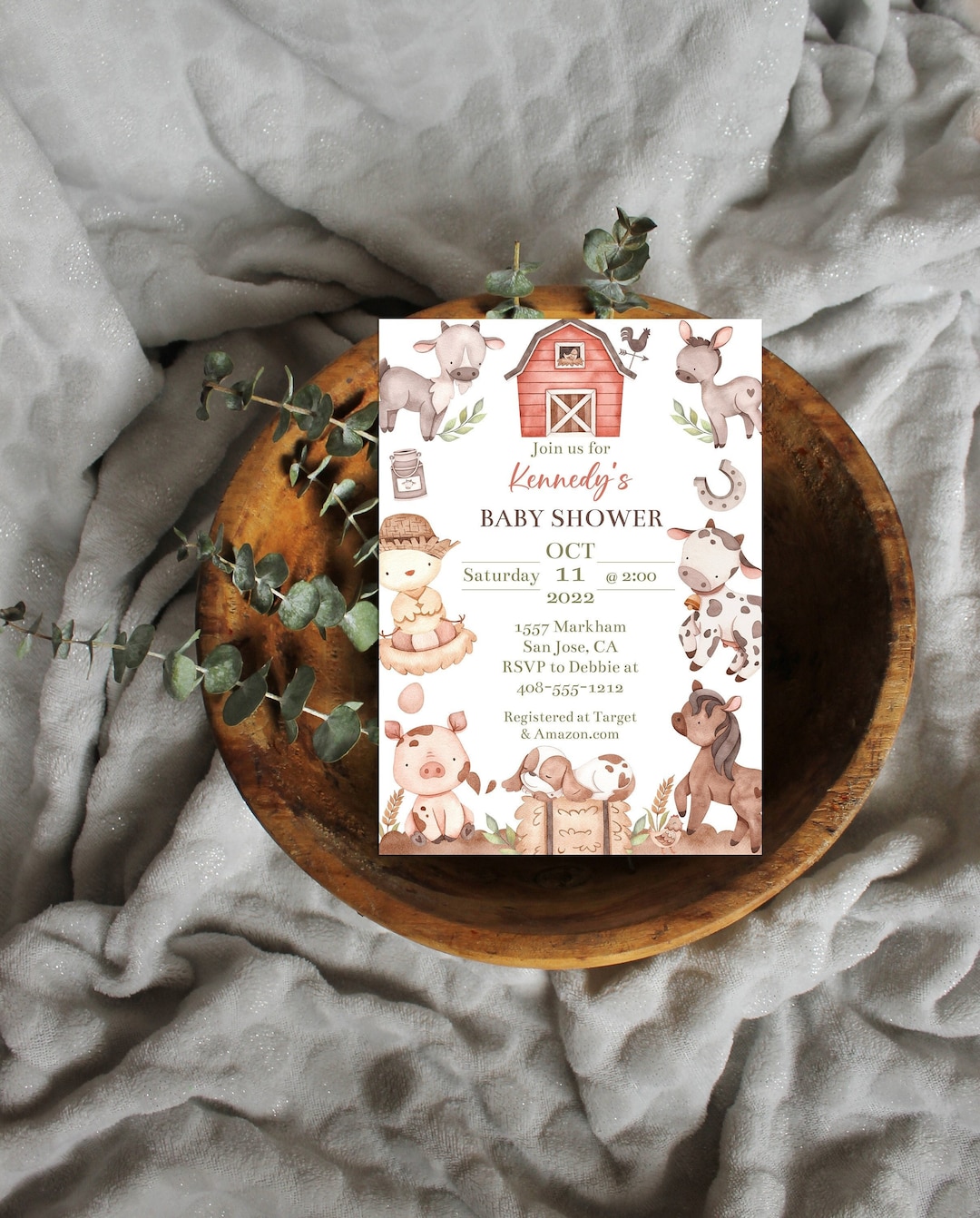 Farm Baby Shower Invitation Template Farm Animals Baby Shower Invite ...