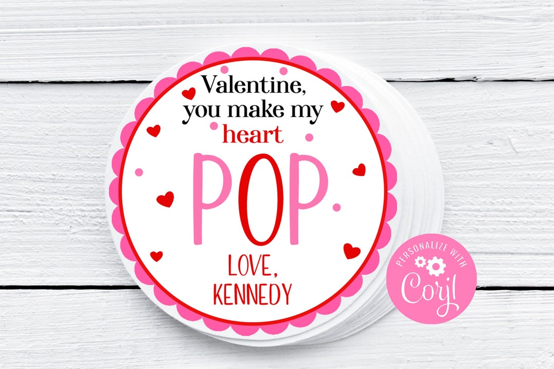 Printable You Make My Heart Pop Valentine Card for Kids School ...