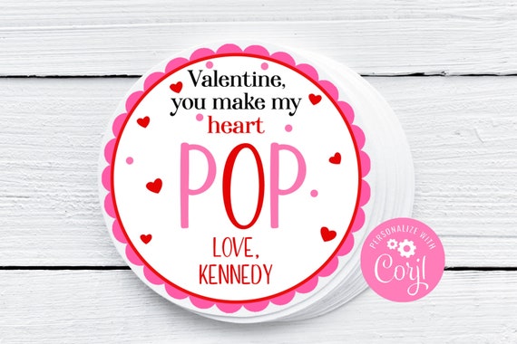 Printable You Make My Heart Pop Valentine Card for Kids School | Etsy